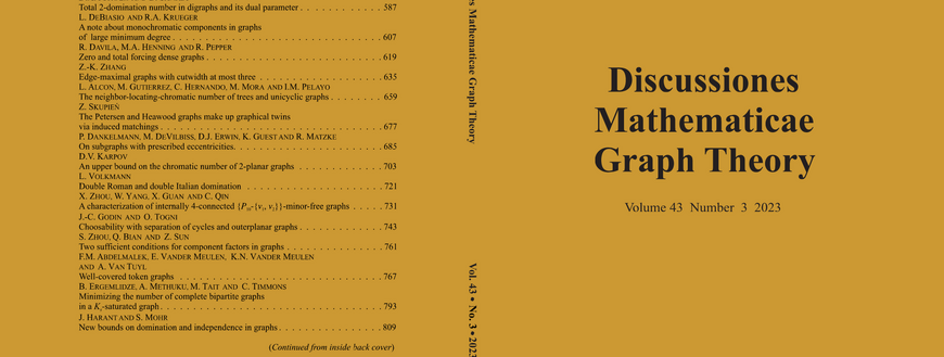 Spectacular success of Discussions Mathematicae Graph Theory journal ...